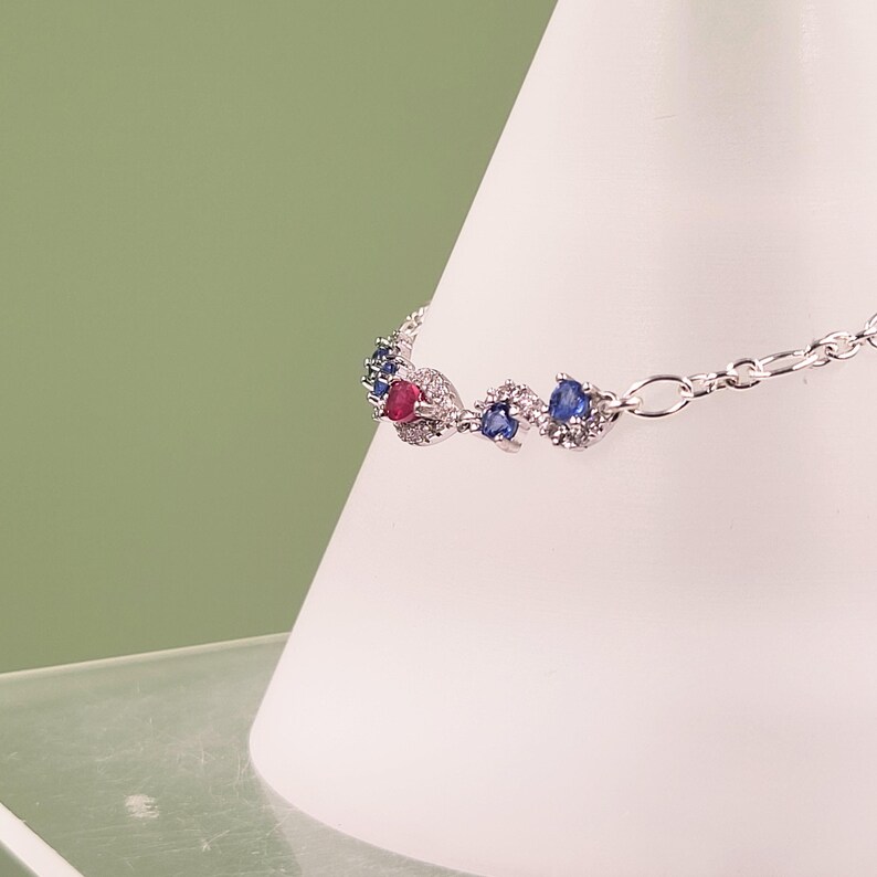 Ruby Kyanite Sterling Silver Bracelet, Tanzanite & Cubic Zirconia - Etsy UK