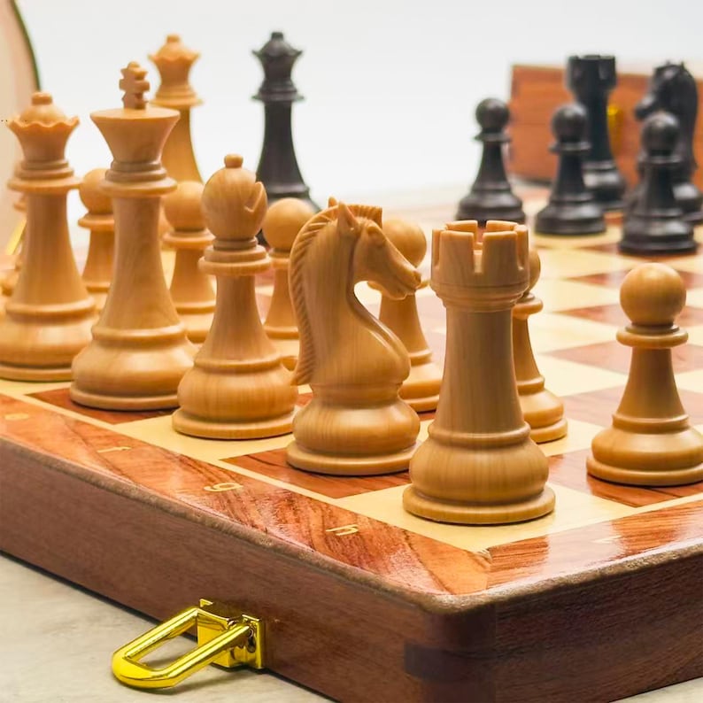 Personalized Engraved Chess Set - Handmade Wooden Board With 2 Extra ...