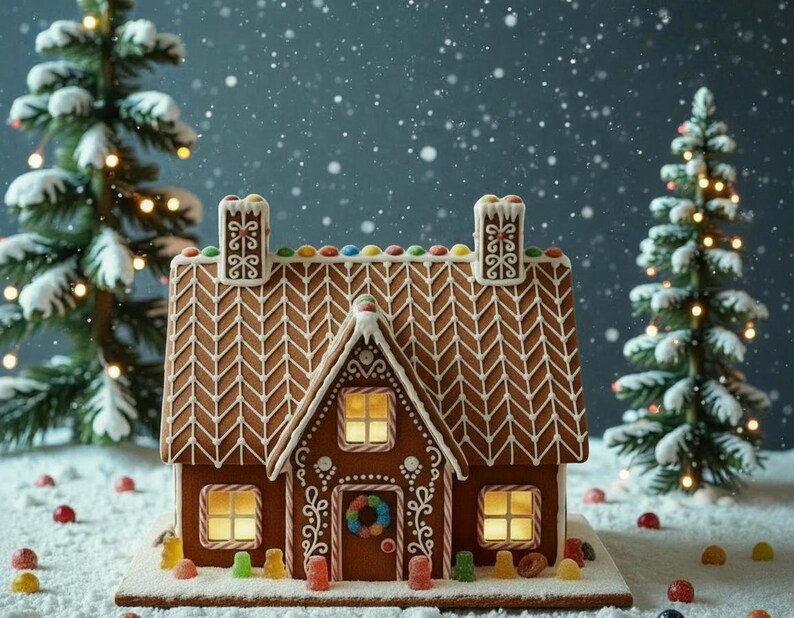 Gingerbread House Template Digital Download | Christmas Gingerbread ...