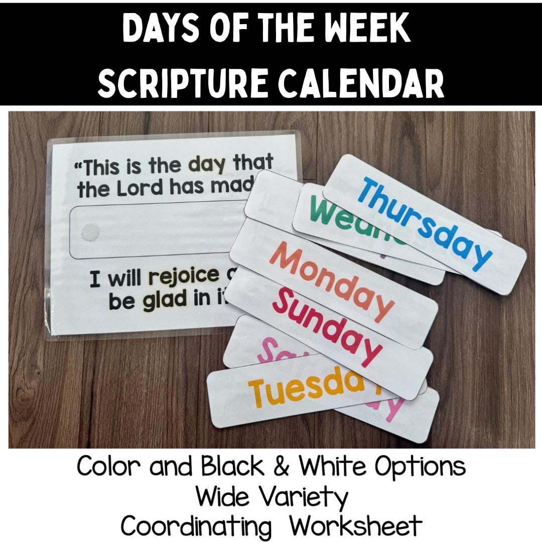 Days of the Week Scripture Calendar | Psalm 118:24 | Interactive ...