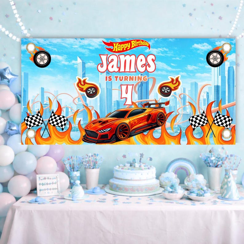 Racing Car Birthday Banner | Car Birthday Party Decorations | Cars ...
