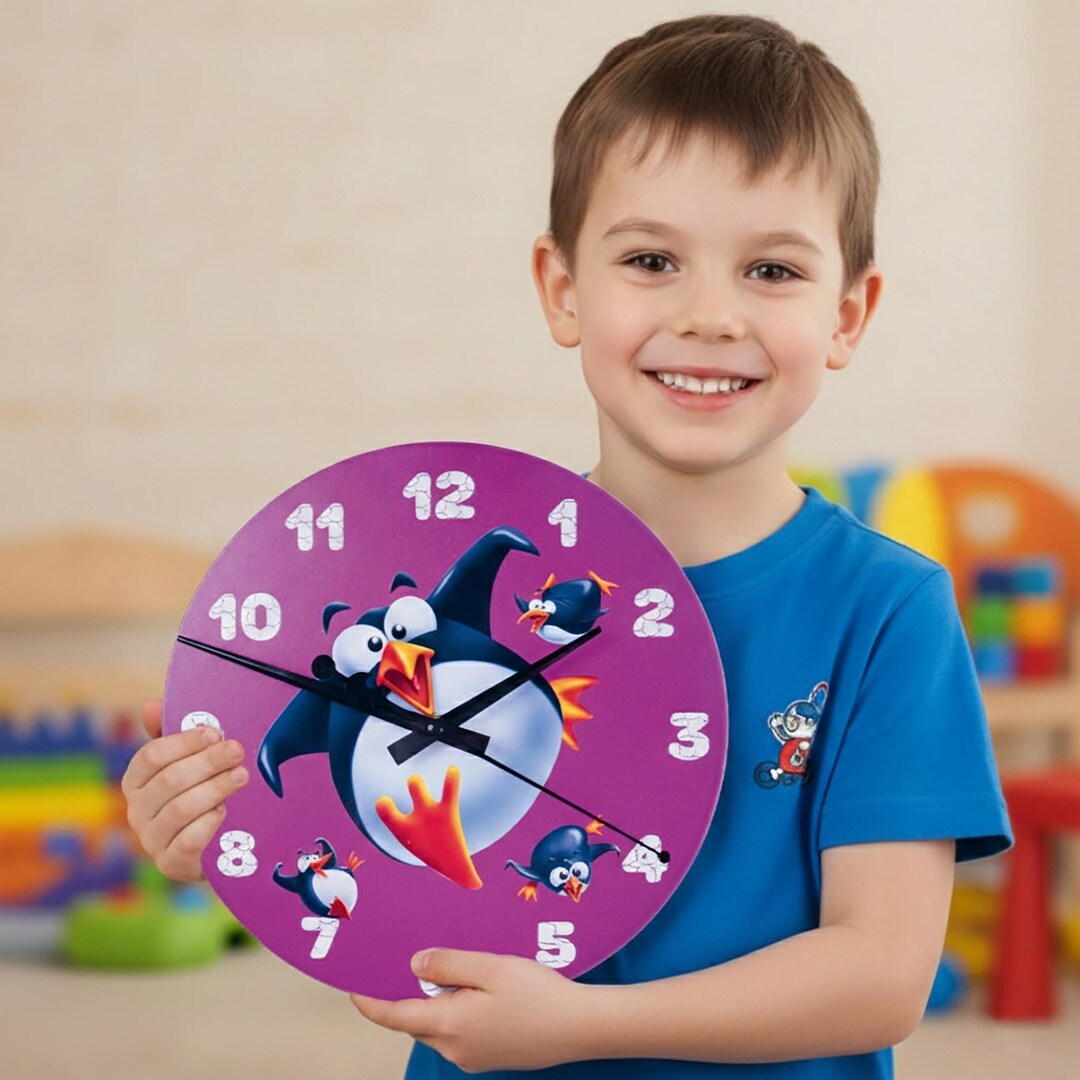 Cute Penguin Wall Clock for Nursery — Animal Theme Kids Room Decor ...
