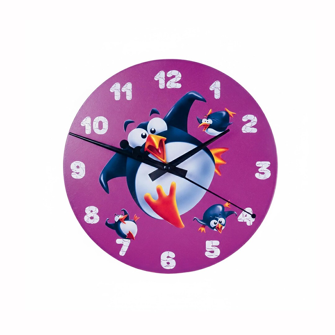 Colorful Penguin Wall Clock for Kids Room – Cute Animal Nursery Decor ...