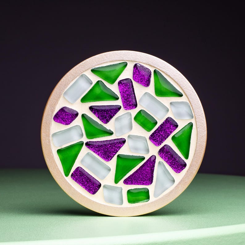 DIY Mosaic Coaster Kit, Round Glass Tile Drink Coasters Craft Set ...