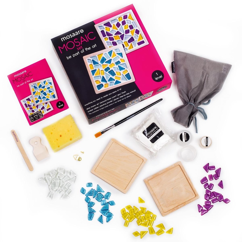 DIY Mosaic Coaster Kit Set, Glass Tile Drink Coasters, Handmade Table ...