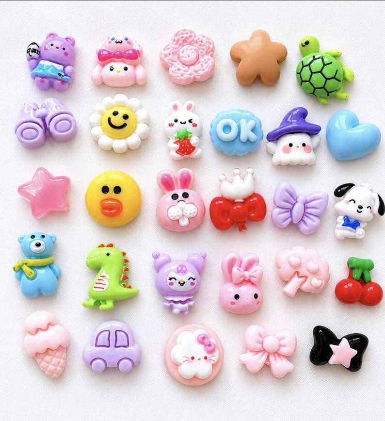 Kawaii Acrylic Charms Mix | Pastel Flatback Cabochons for Decoden Craft ...