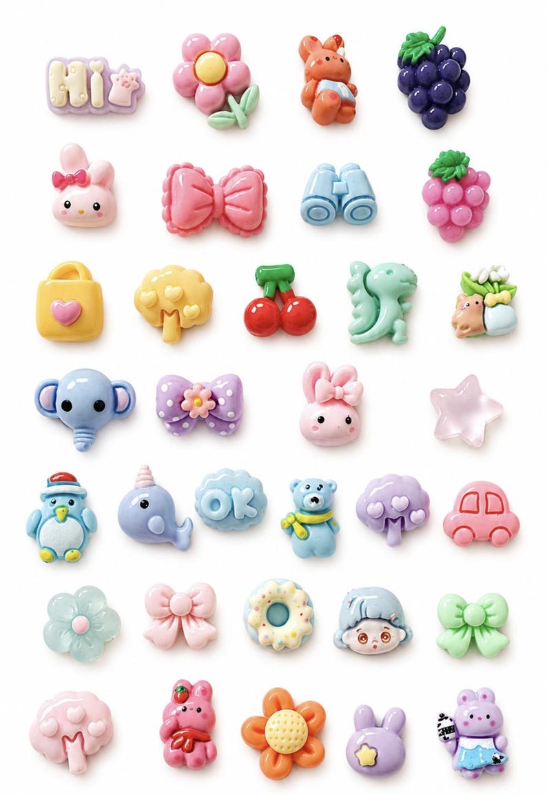 Kawaii Acrylic Charms Mix | Pastel Flatback Cabochons for Decoden Craft ...