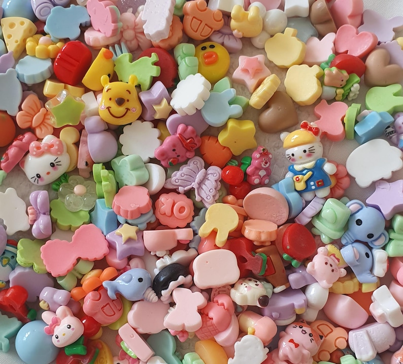 Kawaii Acrylic Charms Mix | Pastel Flatback Cabochons for Decoden Craft ...