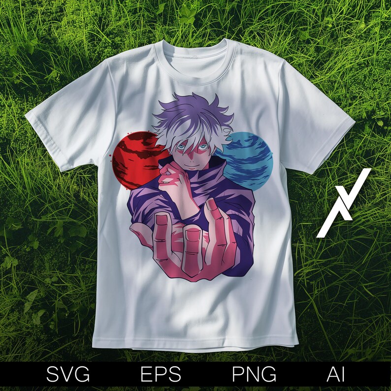 Gojo Satoru Layered SVG | Jujutsu Kaisen Vector Art (DTF Print File) - Etsy