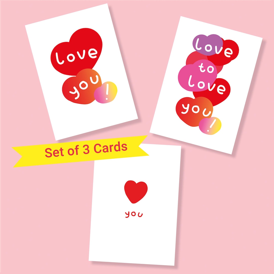 Set of 3 Love Cards 2 I Printable Valentine's Cards I V-day Love Cards ...