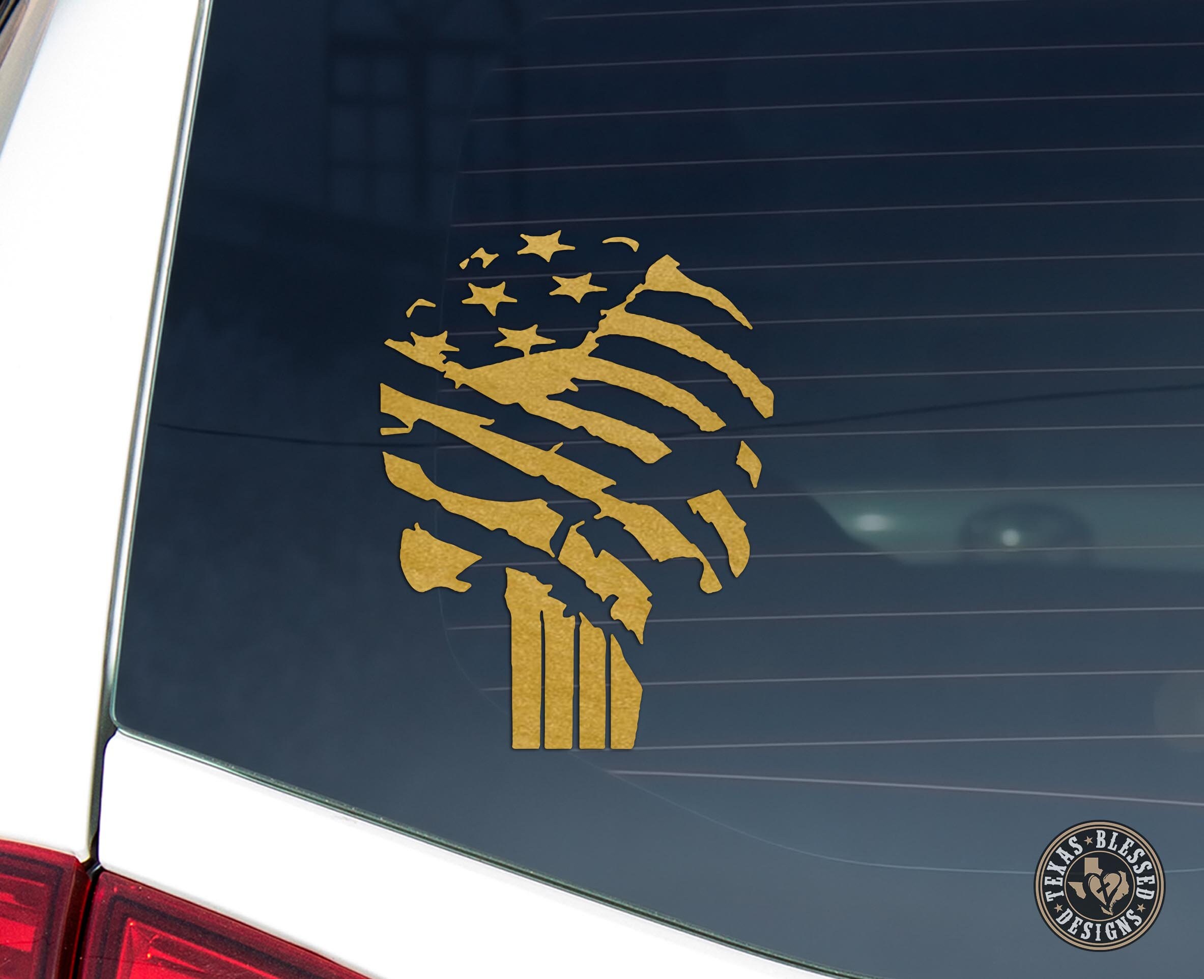 Punisher Skull American Flag Vinyl Decal - Etsy