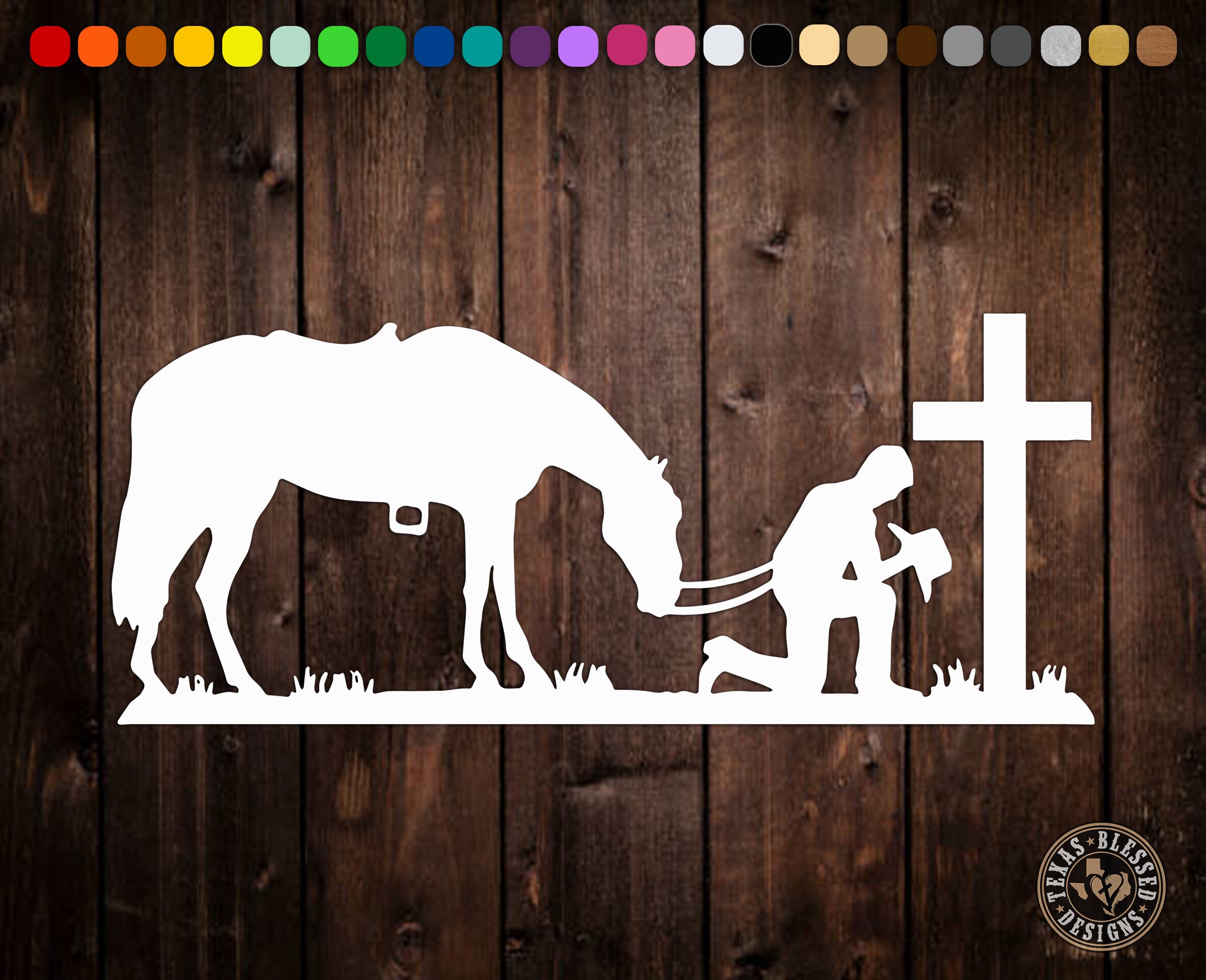 Praying Cowboy And Horse Silhouette
