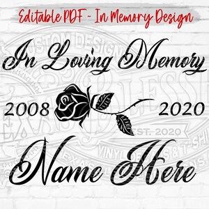 In Loving Memory Rose SVG Rose in Loving Memory in Memory - Etsy Ireland