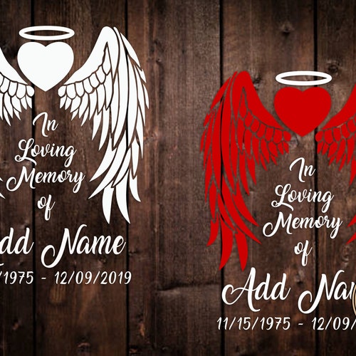 In Loving Memory of Angel Wings Window Vinyl Decal - Etsy