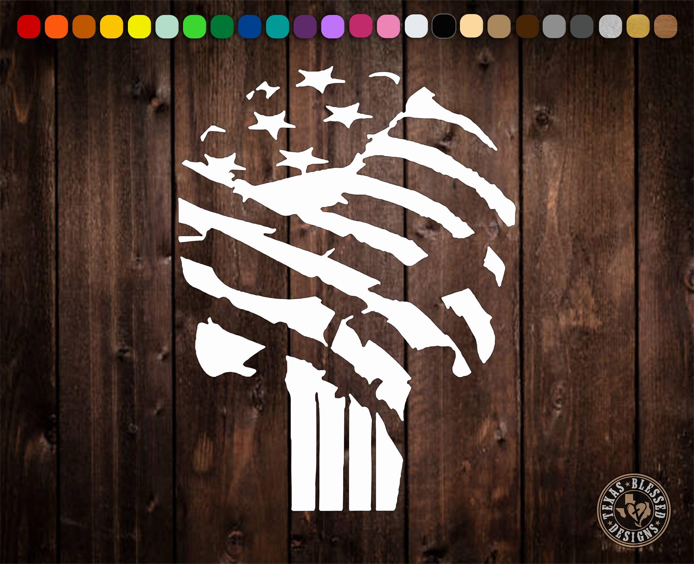 Punisher Skull American Flag Vinyl Decal - Etsy