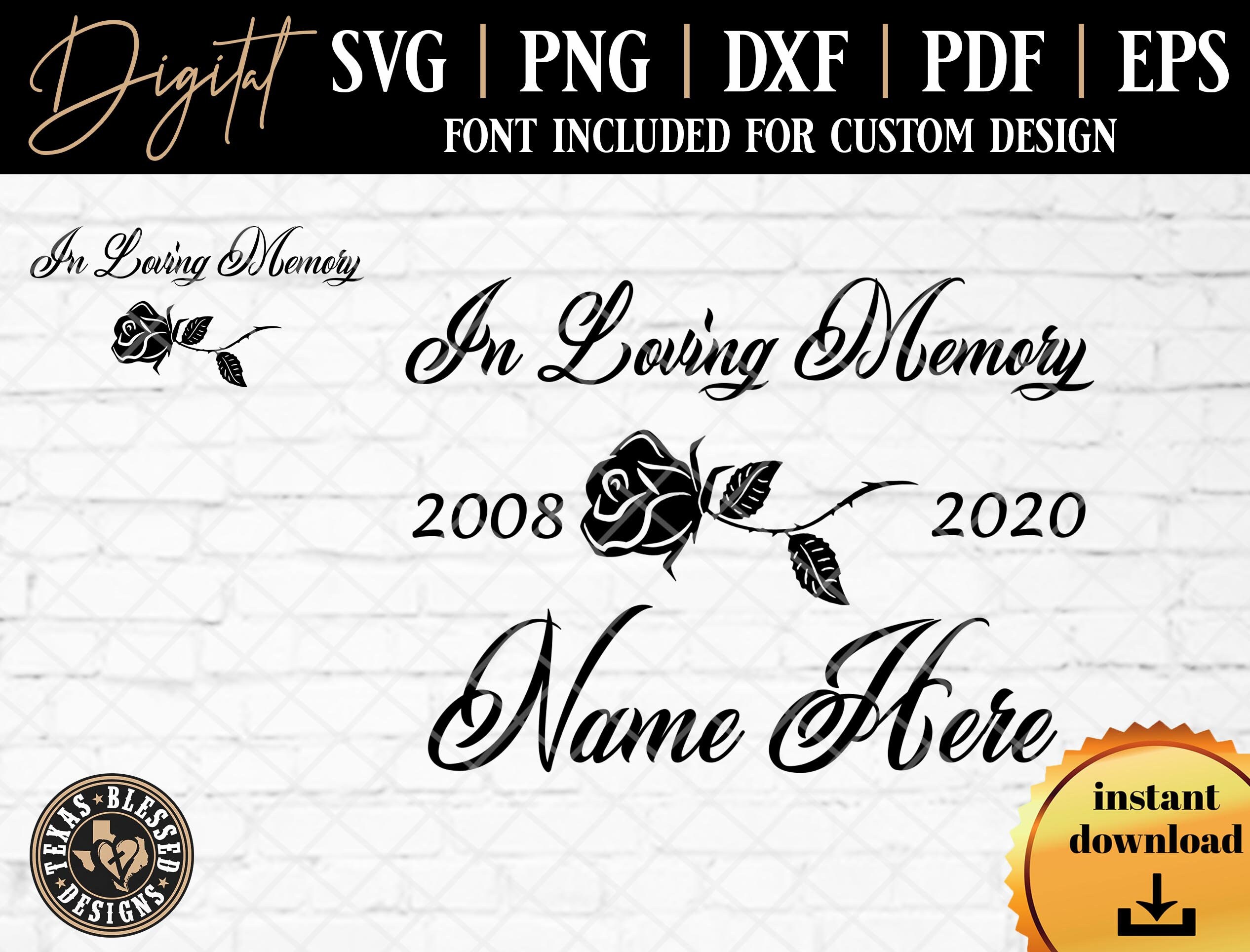 In Loving Memory Rose SVG Rose In Loving Memory Editable - Etsy.de