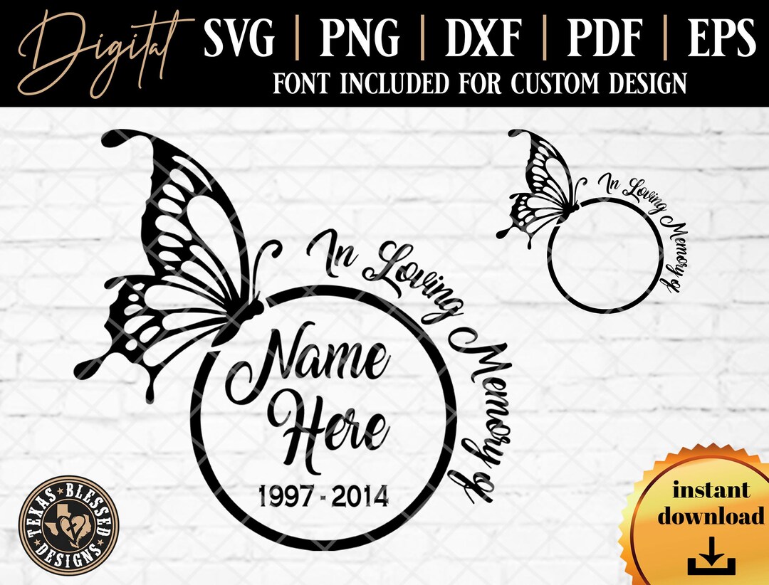 In Loving Memory Butterfly SVG in Loving Memory Editable in - Etsy Ireland