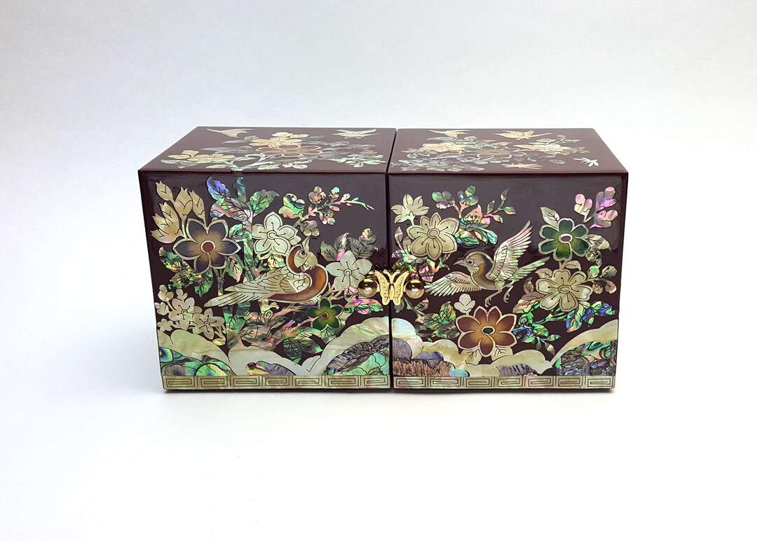 Flowers and Birds Folding Jewelry Box With 4 Drawers - Etsy