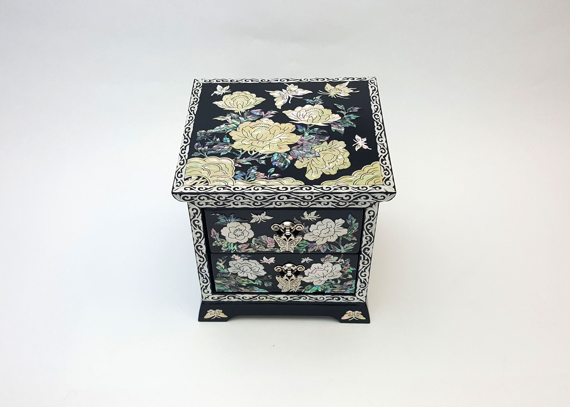 Black Najeon Chilgi 2 Drawer Jewel Box Traditional Korean Mother of ...