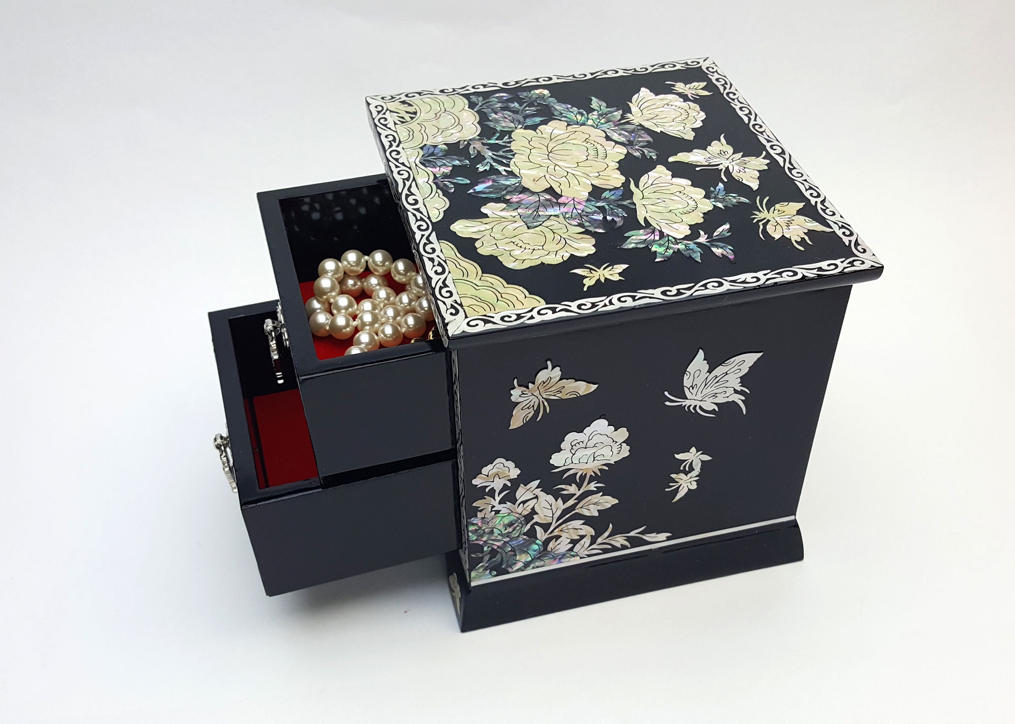 Najeon Chilgi 2 Drawer Jewel Box Traditional Korean Mother of Pearl ...