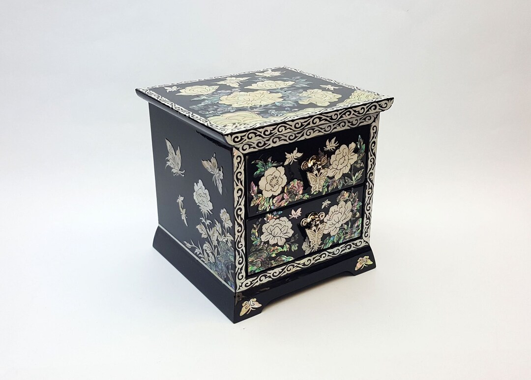 Najeon Chilgi 2 Drawer Jewel Box Traditional Korean Mother of Pearl ...