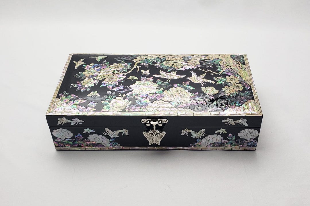 Black Najeon Chilgi Envelope Container With Mirror - Etsy