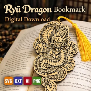 File segnalibro drago Ryū - Download digitale Svg DXF AI PNG - Etsy Italia