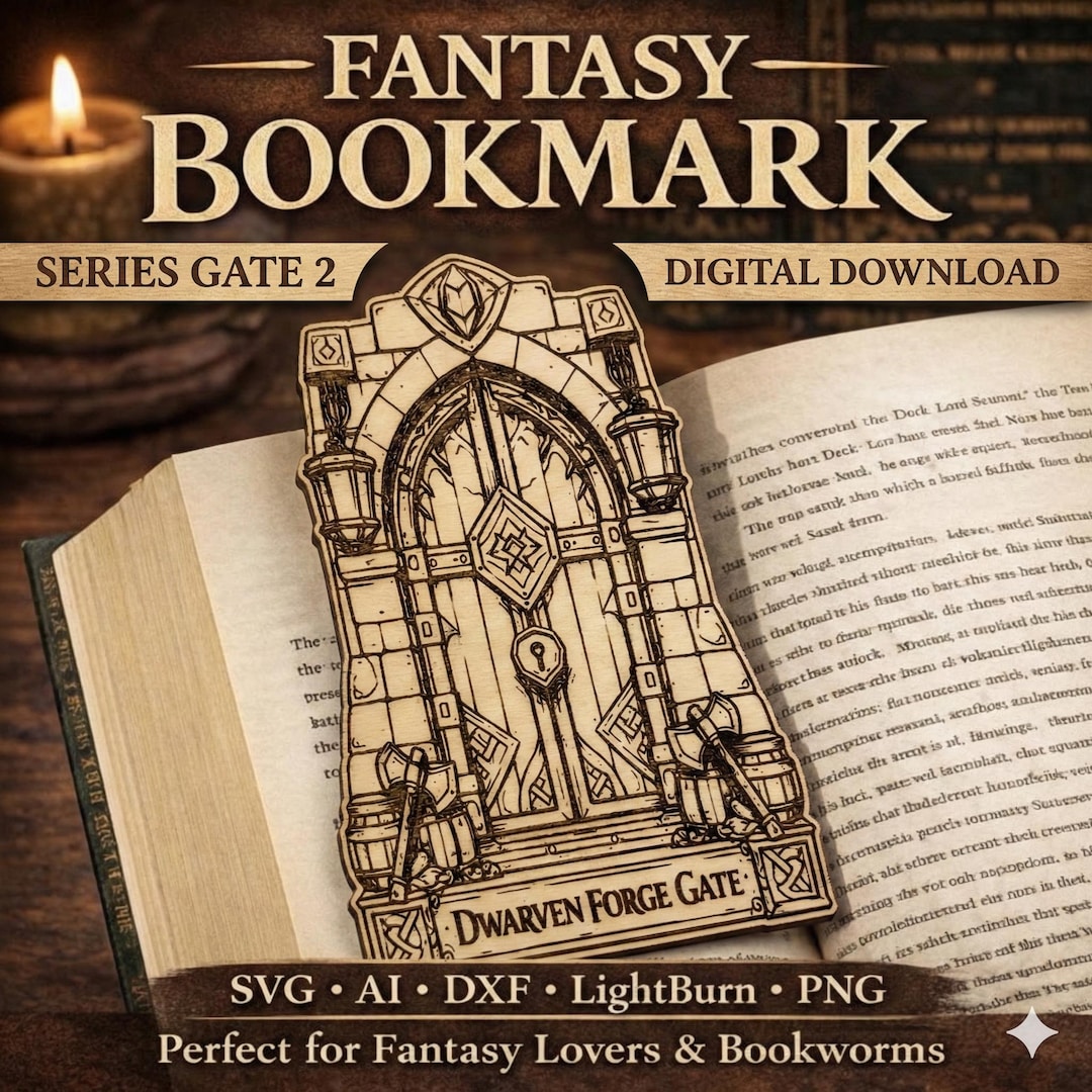 Dwarven Forge Gate – Fantasy Laser Cut Bookmark | Dwarf Door Vector ...