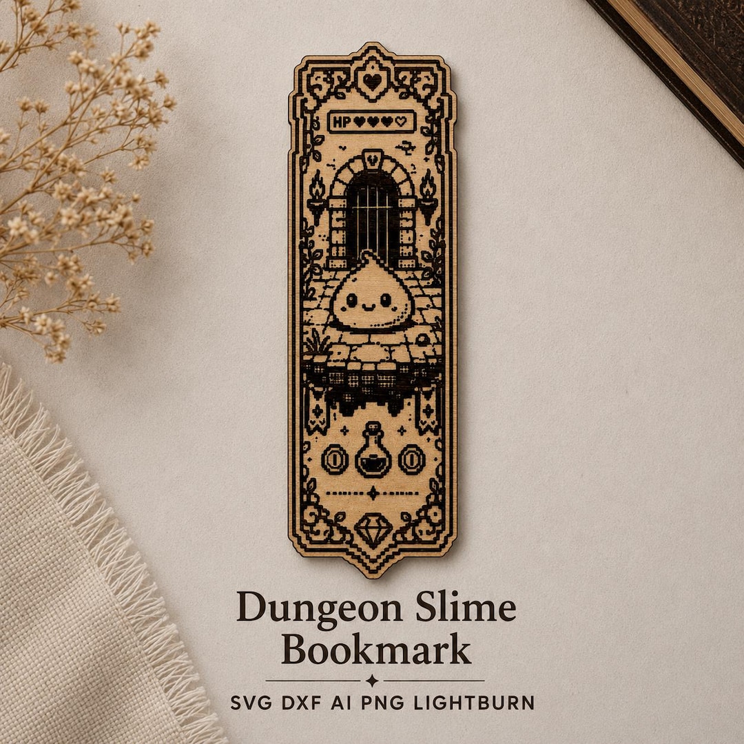 Pixel Slime Dungeon Bookmark, Retro RPG Laser Cut File (svg, Dxf, Ai ...