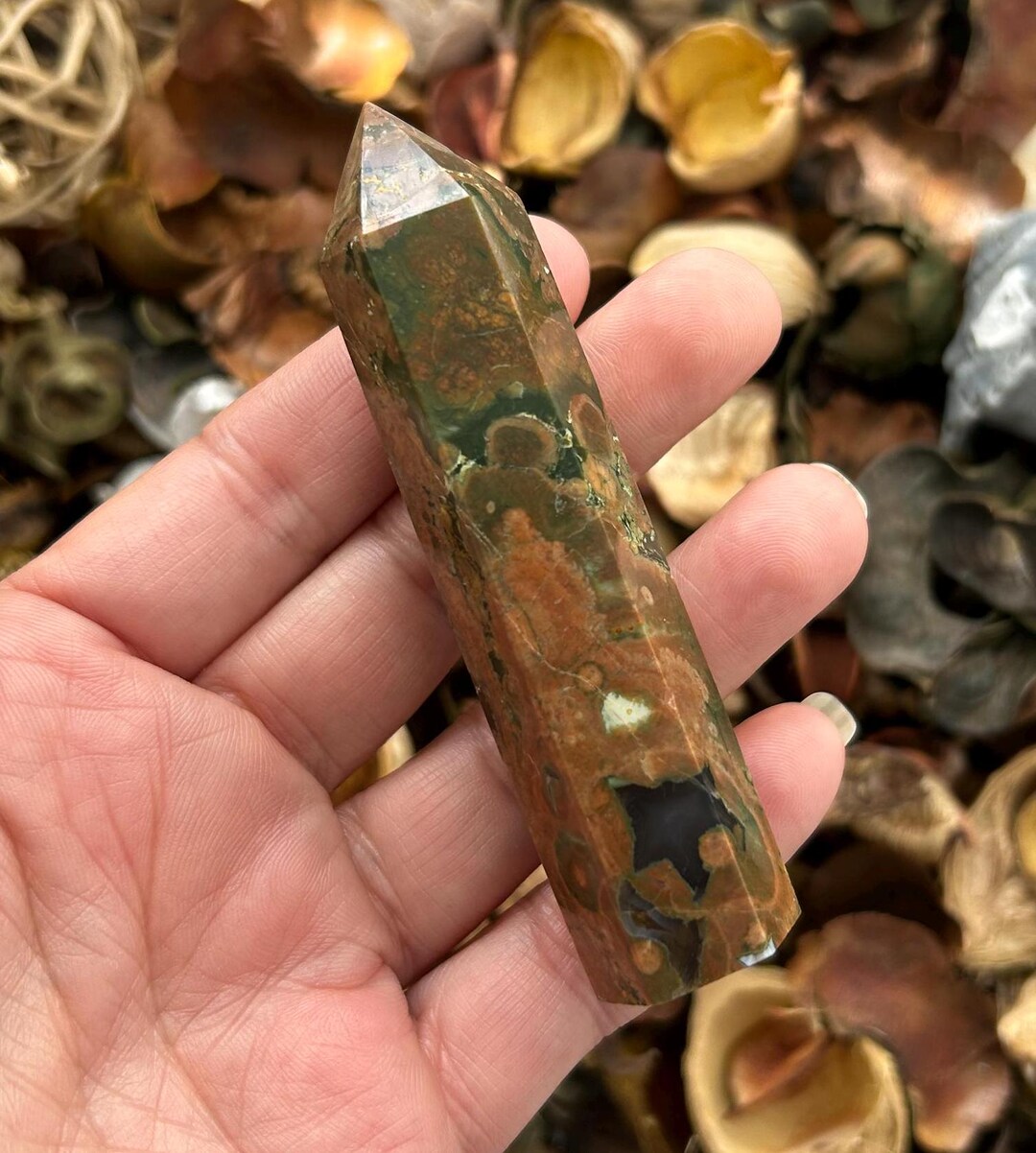 Rhyolite Point Tower 2 Wand Obelisk Grid Work Metaphysical Polished ...