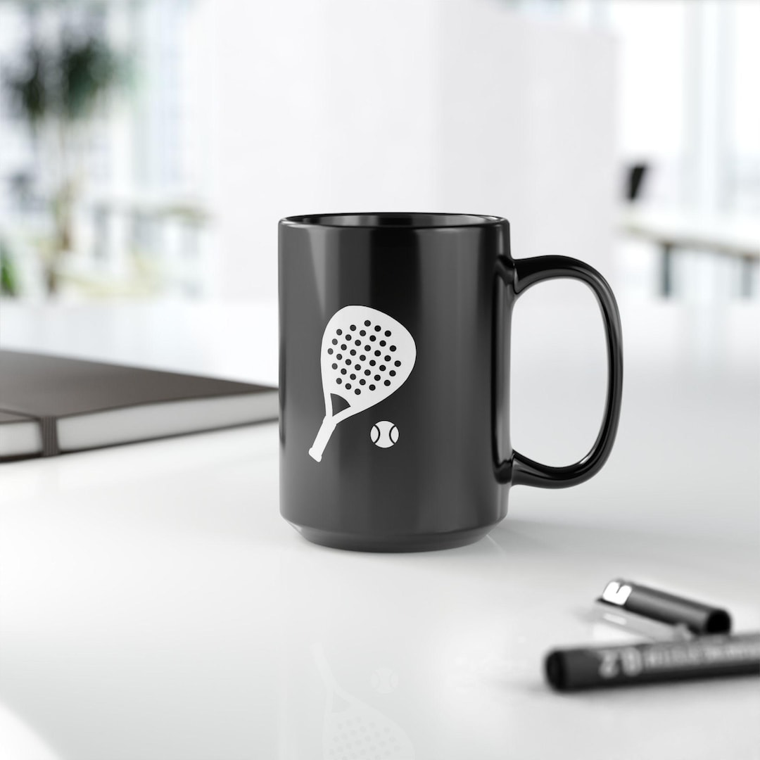 Padel Racket and Ball Mug | Black Ceramic Coffee Cup - Etsy