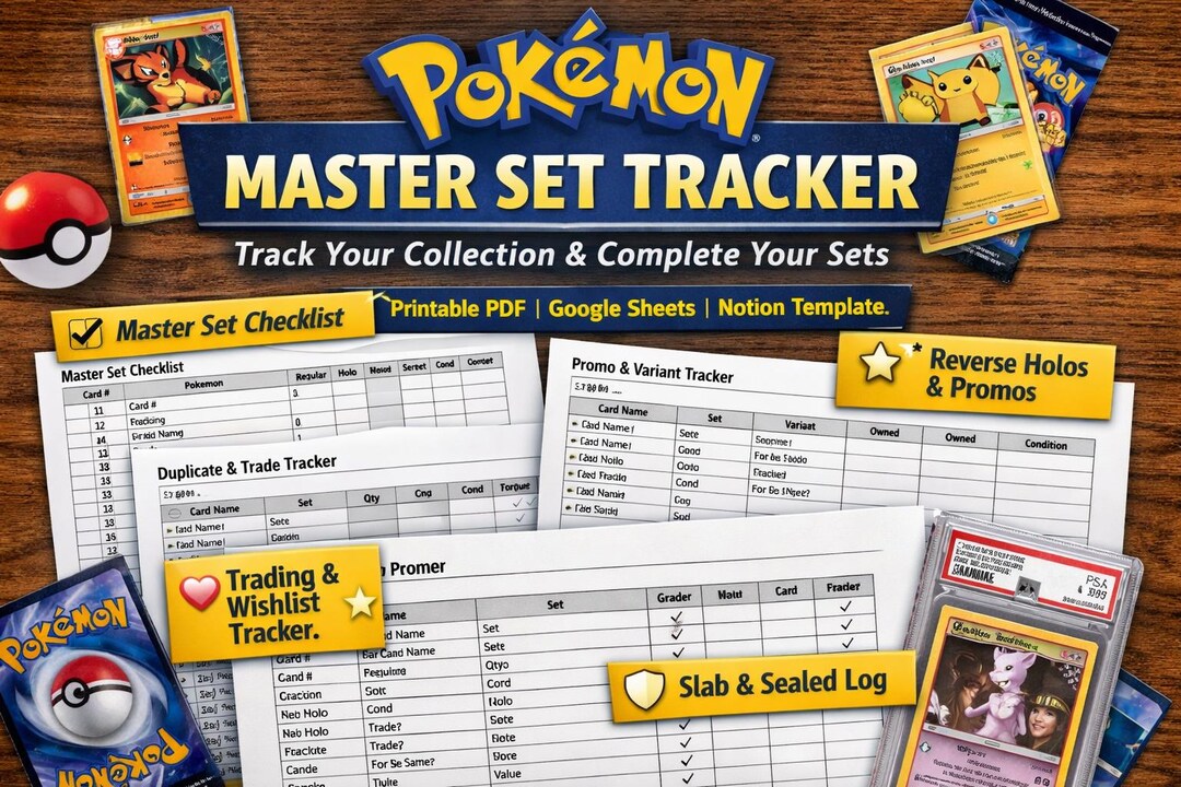 Pokémon Master Set Tracker Printable | Collection Checklist, Reverse ...