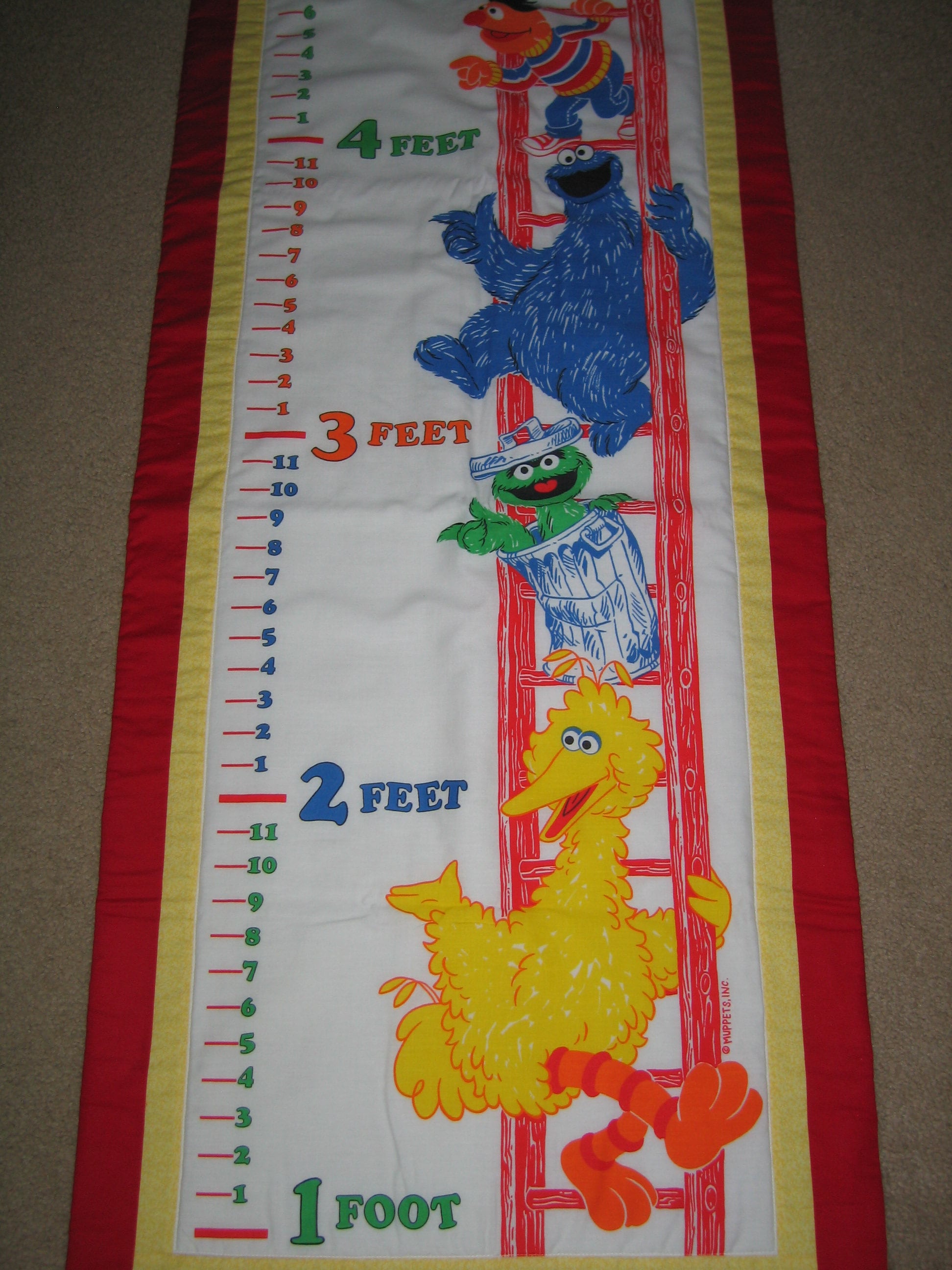Fabric Growth Chart (quilted) - Children Cartoon Character Fabric ...