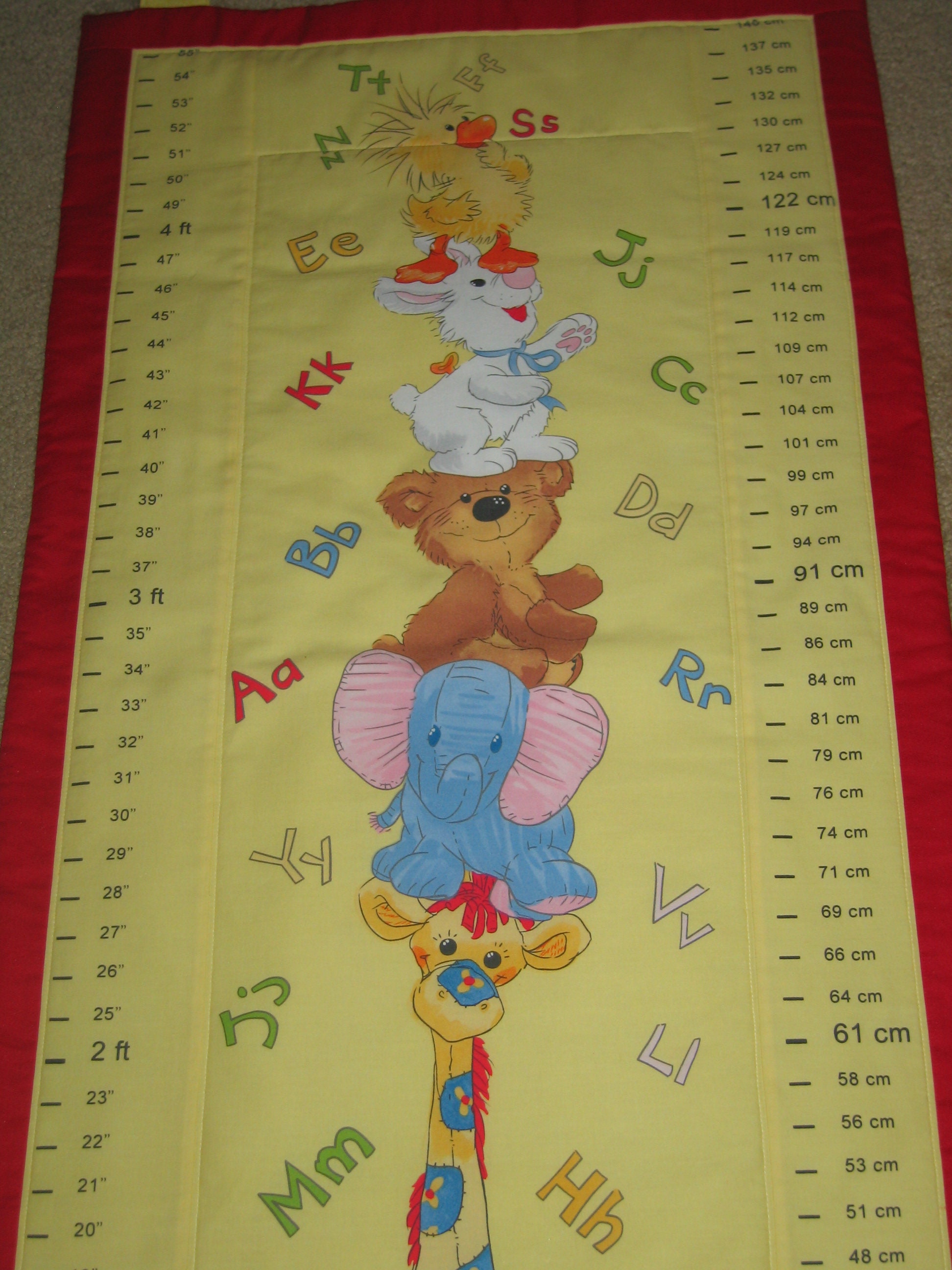 Fabric Growth Chart (quilted) - Suzy's Zoo Animal Friends Growth Chart ...
