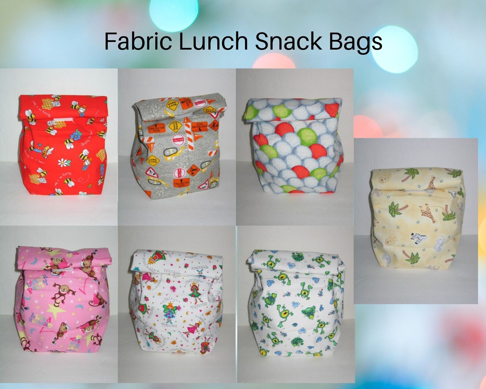 Fabric Lunch Snack Bags Honey Bees Constructio Zone Golf - Etsy