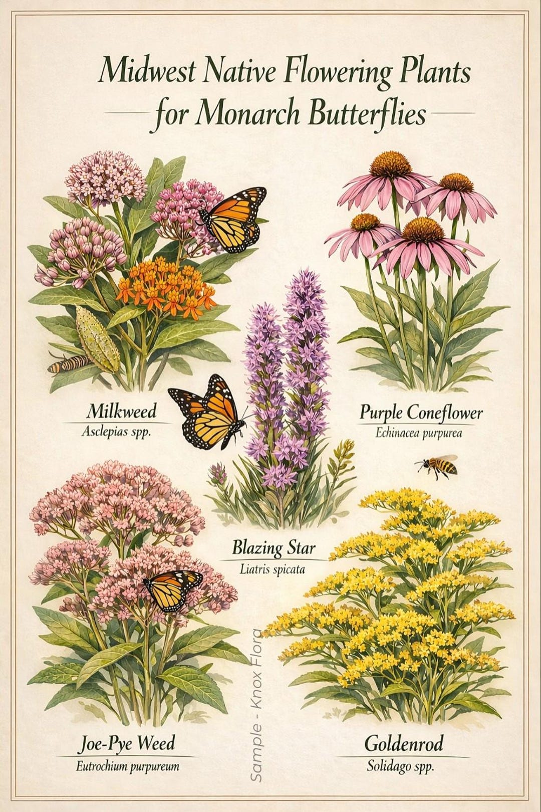 Monarch Butterfly Flower Print | Midwest Native Plants Wall Art ...
