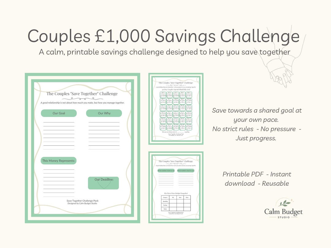 Couples Savings Challenge Printable | Joint Budget Tracker (PDF ...