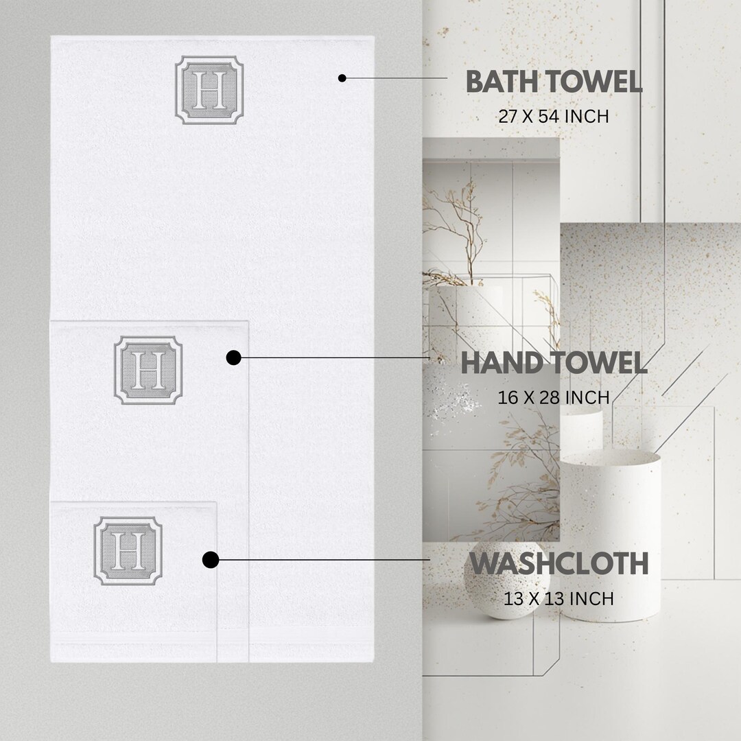 Embossed Monogram Letter Embroidery Bath Towels - Etsy