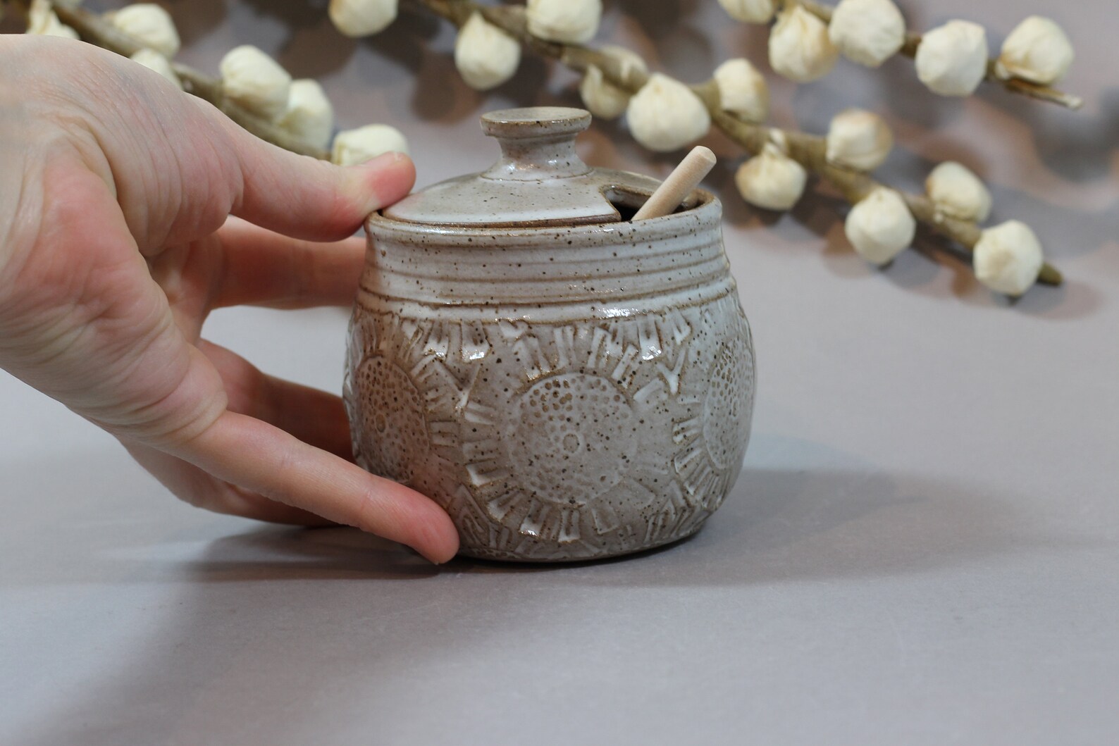 Ceramic Honey Pot Honey Jar Dark Stoneware White Glaze - Etsy