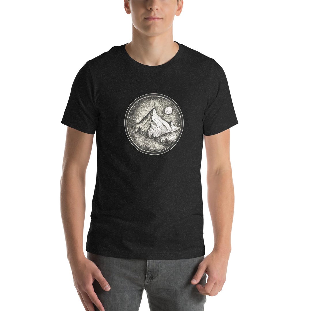 Hand Drawn Mountain Landscape T-shirt – Nature Graphic Tee - Etsy