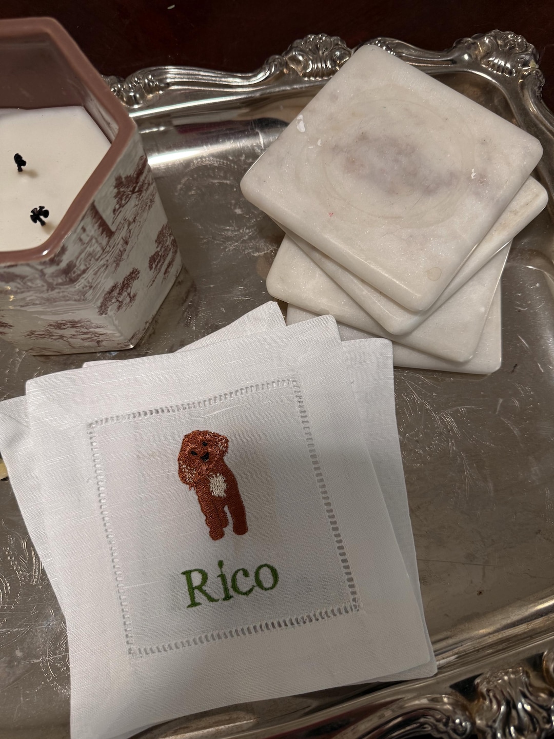 Custom Linen Cocktail Napkin With Custom Embroidery Designs - Etsy