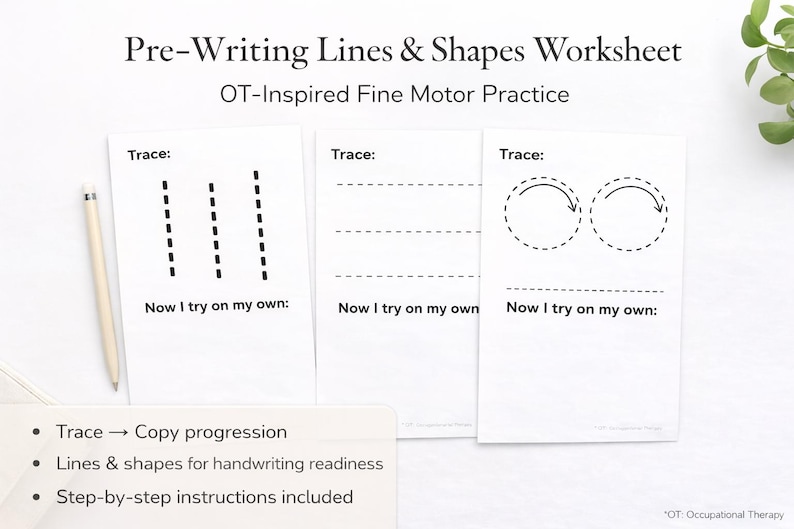 Pre-writing Lines - Shapes Worksheet | Tracing & Copy Practice | OT ...