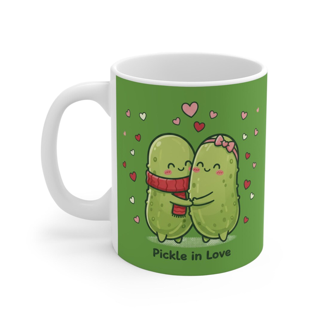Pickle in Love Mug | Cute Kawaii Pickles, Valentine Heart Coffee Cup - Etsy
