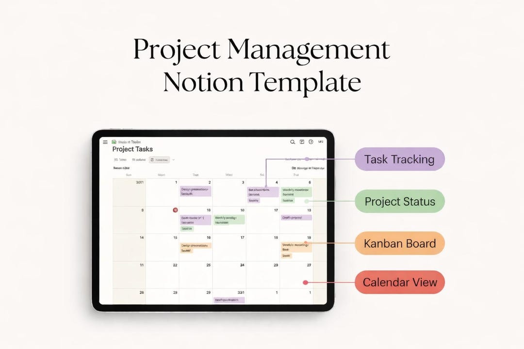 Project Management Template, Notion Template, Task Tracker, Project ...