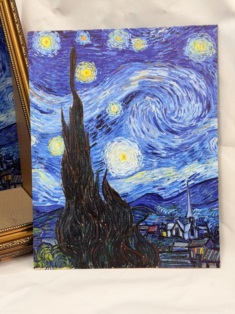 Starry Night Cat Scratcher Box, Van Gogh Cat Art Furniture, Purr Under ...