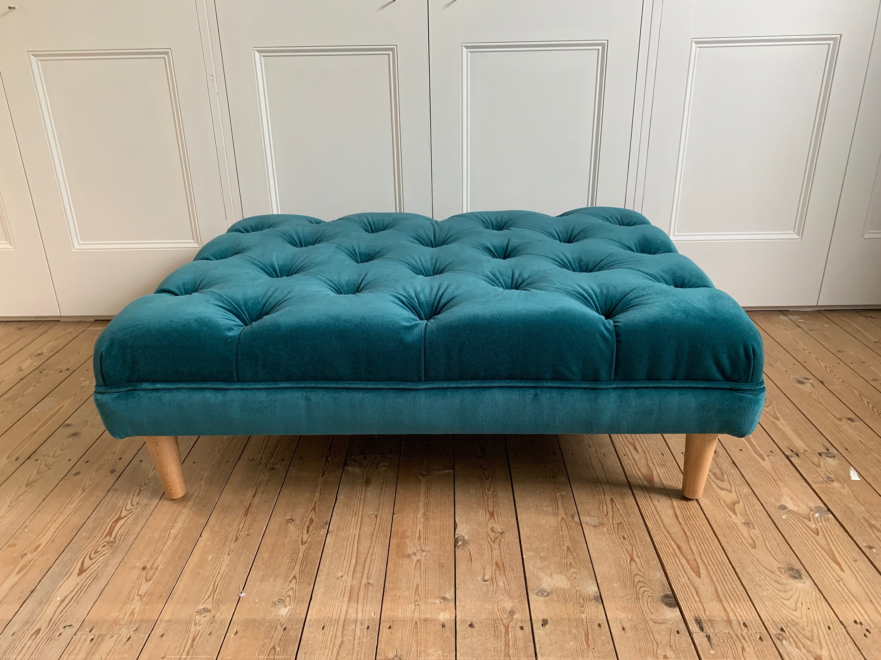 Deep Button Velvet Footstool - Etsy UK