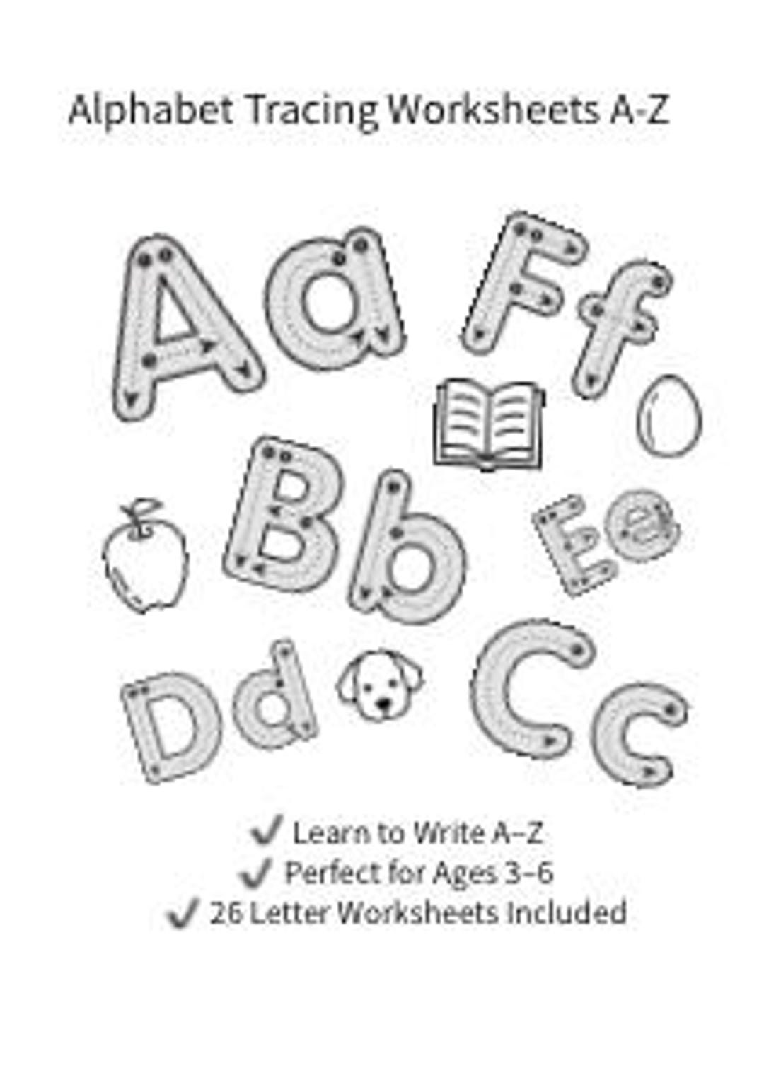 Alphabet Tracing Worksheets A-Z for Preschool | 26 Letter Writing ...