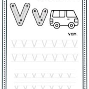 Alphabet Tracing Worksheets VWX | Printable Letter Practice for Kids ...