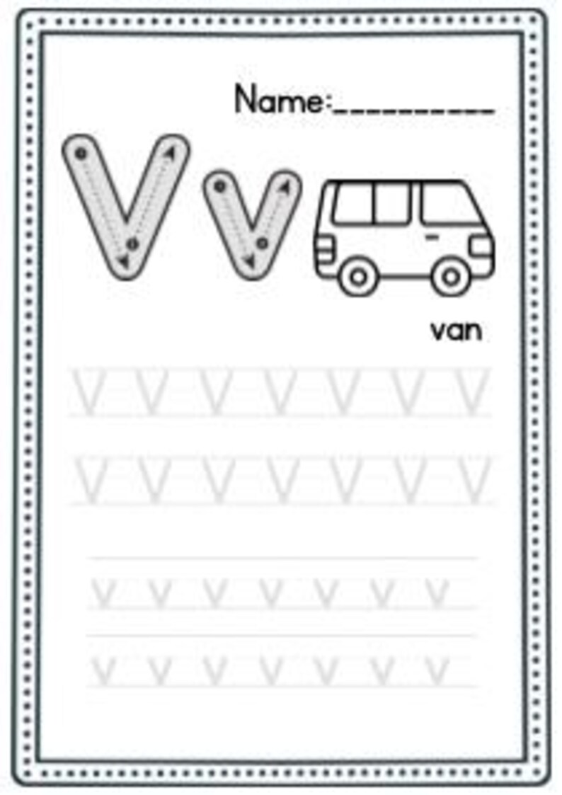 Alphabet Tracing Worksheets VWX | Printable Letter Practice for Kids ...