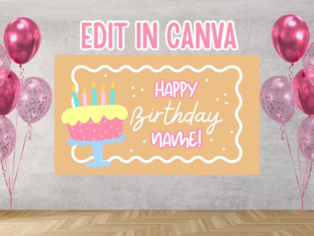 Editable Birthday Banner Template | DIY Party Decor (35x60 Inches ...
